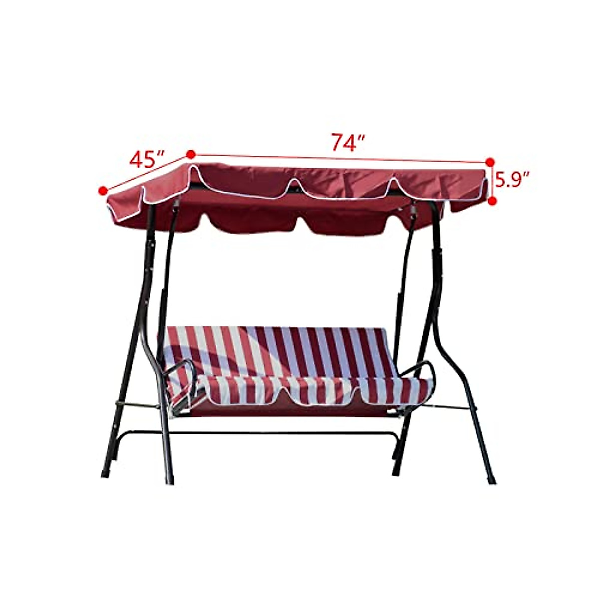 Swing Canopy Replacement, Waterproof Swing Top Cover Canopy Replacement Garden Patio Porch Yard Outdoor, Top Cover Only (74'' x 45'') (Burgundy)