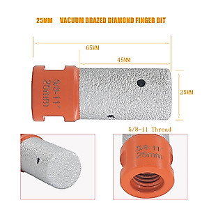 20mm Diamond Finger Milling Bits for Tile Enlarging and Trimming Existing Holes in Ceramic Hard Ceramic Granite and Marble 5/8"-11 Thread