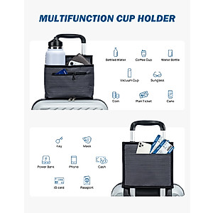 ZHCHG Luggage Travel Cup Holder Attachment for Suitcase Drink Carrier Caddy, Coffee Mug and Tumblers, Traveler Carry on Hands Free Accessory- Gifts for Flight Attendants Travelers Accessories