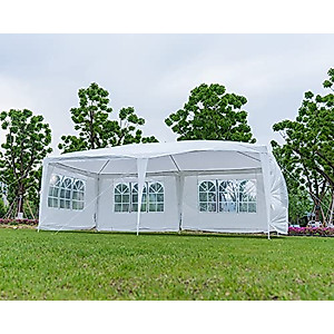10x20 Outdoor Gazebo Wedding Party Tent Canopy Tent with 4 Removable Sidewalls,White