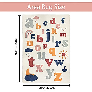 ABREEZE Play Mat, Faux Wool Kids Play Area Rugs 4' x 5.3' Non-Slip Childrens Carpet ABC Number Educational Learning & Game Decor Living Room Bedroom Playroom Nursery Best Shower Gift