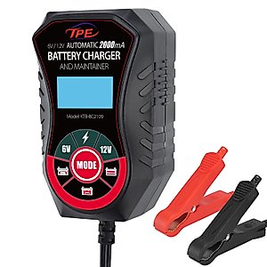 TPE Smart Battery Charger, 2 Amp Automatic Battery Charger 6V 12V Battey Charger Maintainer