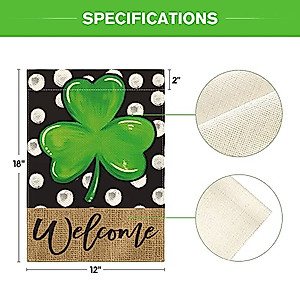 AVOIN colorlife Welcome Lucky Clover St Patricks Day Garden Flag Double Sided, Polka Dot Shamrock Yard Outdoor Flag 12x18 Inch