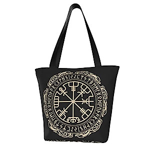 Viking Magical Runic Compass Women's Shoulder Handbag Fashion Tote Bag Storage Handle Bag