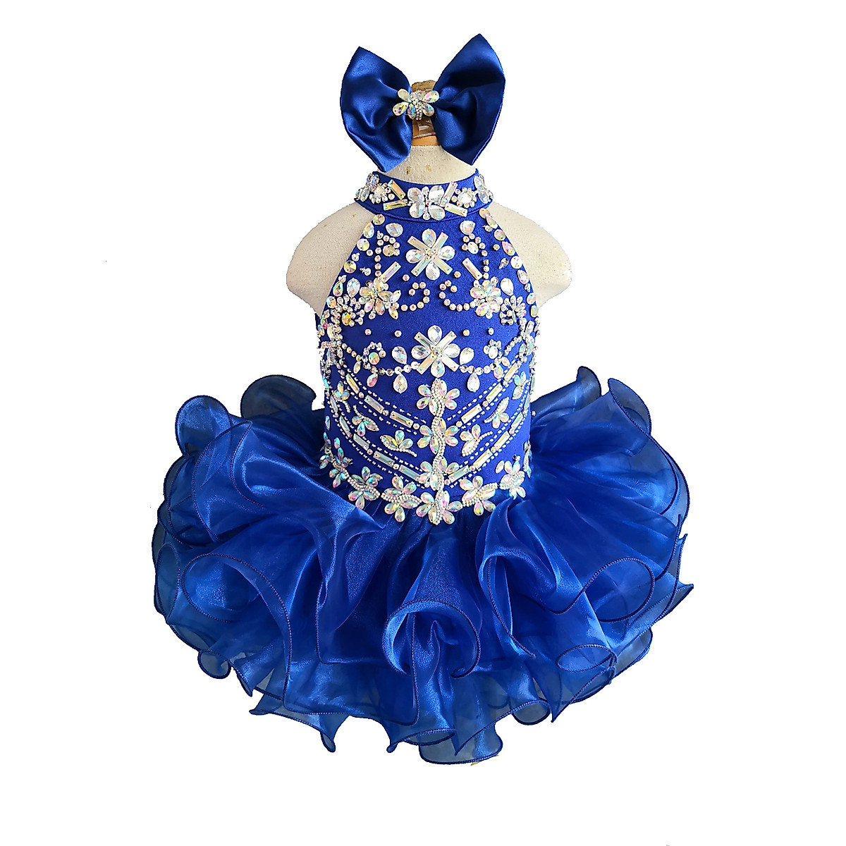 Jenniferwu G284-6 Infant Toddler Baby Newborn Little Girl's Pageant Party Birthday Dress Blue Size 18-24M
