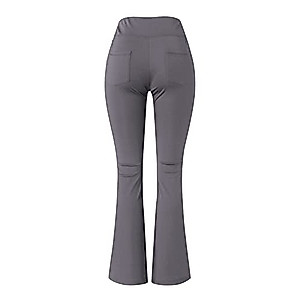 Sports Wide Pants Flared Pilates Fitness Waist Straight for Yoga Flare High Yoga Leg Trousers Leggings Trousers with Pocket Women Yoga Pants (Grey-4, S)