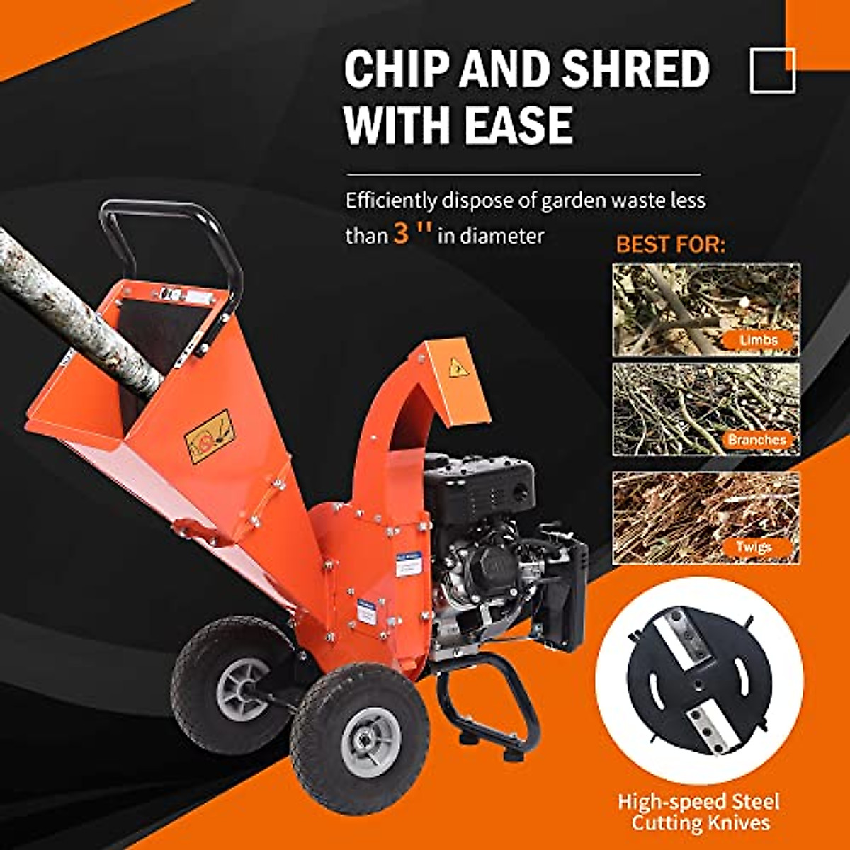 EFCUT C30 LITE Wood Chipper Shredder Mulcher Heavy Duty 7 HP 212cc Gas Powered 3 Inch Max Capacity 1-Year Warranty After Product Registration