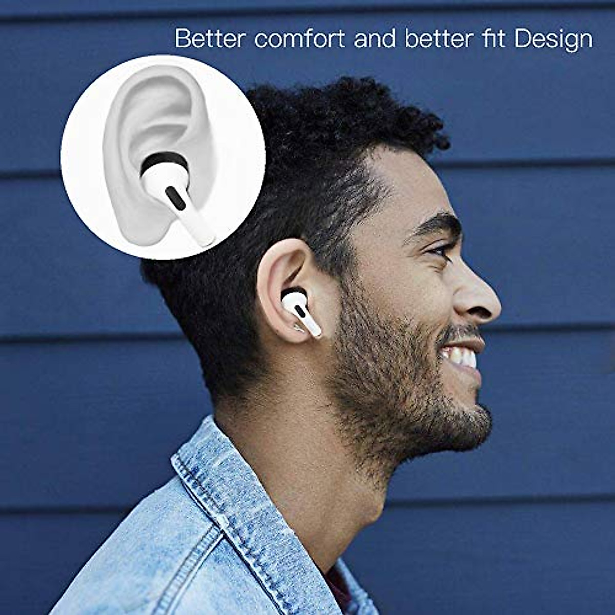 DamonLight AirPods Pro Ear Tips [Fit in The Case] 2 Pairs Cover Designed for Apple AirPods Pro , Anti Slip Silicone Cover, Dust and Scratch Free, Comfortable Listening - Black
