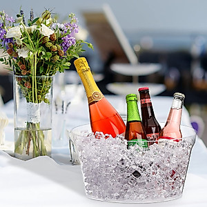 Cedilis 2 Pack 6 Liter Acrylic Ice Bucket, Clear Champagne Bucket Chille, Oval Wine Bucket, Drink Cooler Bucket, Beverage Storage Tub for Champagne, Beer Bottles, Drinks, Bar and Parties
