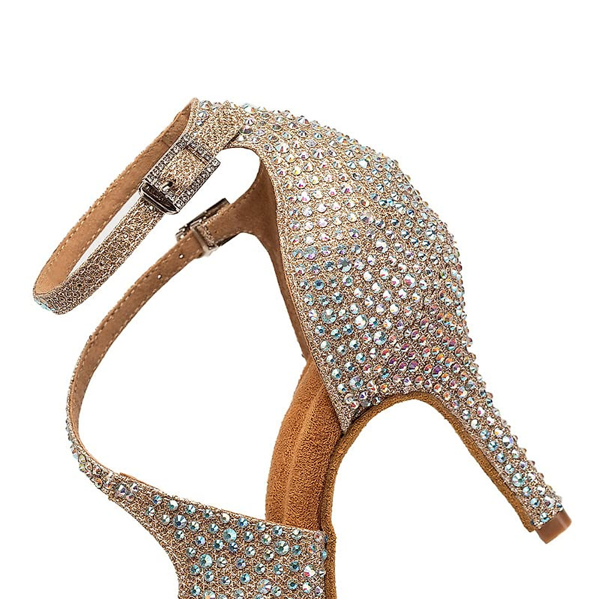 AOQUNFS Women's Latin Dance Shoes Professional Ballroom Salsa Practice Performance Dance Shoes,L522-Gold-8.5, US 7