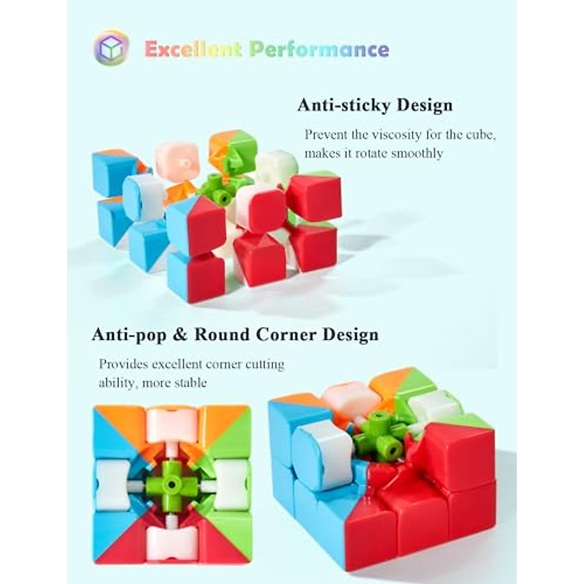 Speed Cube: Roxenda Profession 3x3x3 Speed Cube - Fast Smooth Turning - Solid Durable & Stickerless Frosted, Best 3D Puzzle Magic Toy - Turns Quicker Than Original