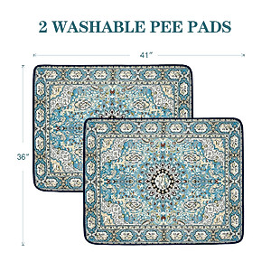 Qeils Washable Pee Pads for Dogs, 2 Pack Reusable Puppy Pads 36"x41" Super Absorbent Leakproof Dog Training Pads, Non-Slip Potty Pads for Floor, Crate, Couch, Whelping Pads Litter Mat Pet Supplies