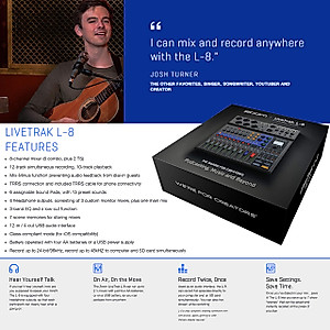 Zoom LiveTrak L-8 Portable 8-Channel Digital Mixer and Multitrack Recorder Bundle with 4x Zoom ZDM-1 Mic with Headphones, Windscreens and Stands + Cleaning Cloth – 4 Person Podcasting Bundle
