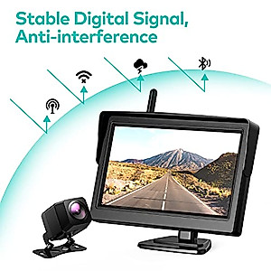 Nuoenx Wireless Backup Camera, 4.3 Inch Monitor Rear View Camera System for Cars, Trucks, RV, Trailers, 2 Mounting Brackets, IP69 Waterproof 152° View Camera, Stable Wireless Signal, Easy Installation