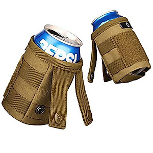 Molle Can Holder Coolie(s) Gifts for Men And Women 10-15 OZ Collapsible Nylon Can Beer Beverage Cooler Cover Insulator Holder Sleeve for Cola Beer Soda （Orange）
