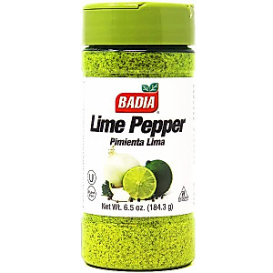 Badia Citrus Pepper Bundle - Lemon Pepper 6.5 Oz, Orange Pepper 6.5 Oz, Lime Pepper 6.5 Oz - Qbin Recipe Card - Variety Pack of 3