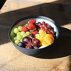 Euro Ceramica Diana 9" Serving Bowl, 8.94 x 8.66 x 4.72, Mint Green/Graphic Grey