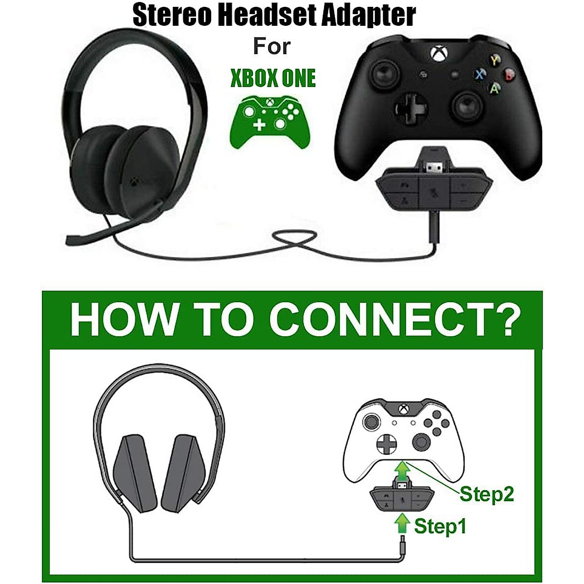 YLYXCCH Stereo Headset Adapter for Xbox One & Xbox X|S Controller -Headphone Audio Converter for Voice Chat & Game Sound Mix Adjust Audio Balance (Game Sound & Voice Chat), Volume, Mic Directly