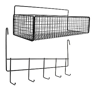 Cabilock 1 Set Bathroom Storage Rack Wire Shelves Wall Mounted Wire Storage Rack Hanging Storage Shelves Flowerpot Shelf Grid Storage Baskets Food Display Rack Hole-Free Storage Rack Black