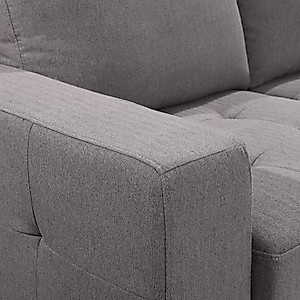 U-Shaped Oversized Polyester Sectional Sofa with Pull Out Sleeper Couch Bed & Storage Chaise Lounge, King Functional Sofá w/ 4 Pillows for Large Flat Mansion Villa Living Room Furniture Sets, Grey