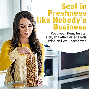 Glass Food Storage Containers with Lids by Sweetzer and Orange - Set of 4 Kitchen Canisters - Candy, Cookie, Rice and Spice Jars - Sugar or Flour Container - Big and Small Airtight Food Jar for Pantry