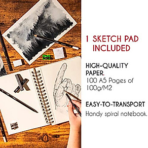 Zenacolor - Drawing Set, Sketch Kit for Beginners or Professional - Sketching kit with Sketchbook, 8 Drawing Pencils, 3 Charcoal Pencils, 1 Graphite Pencil, 2 Charcoal Sticks