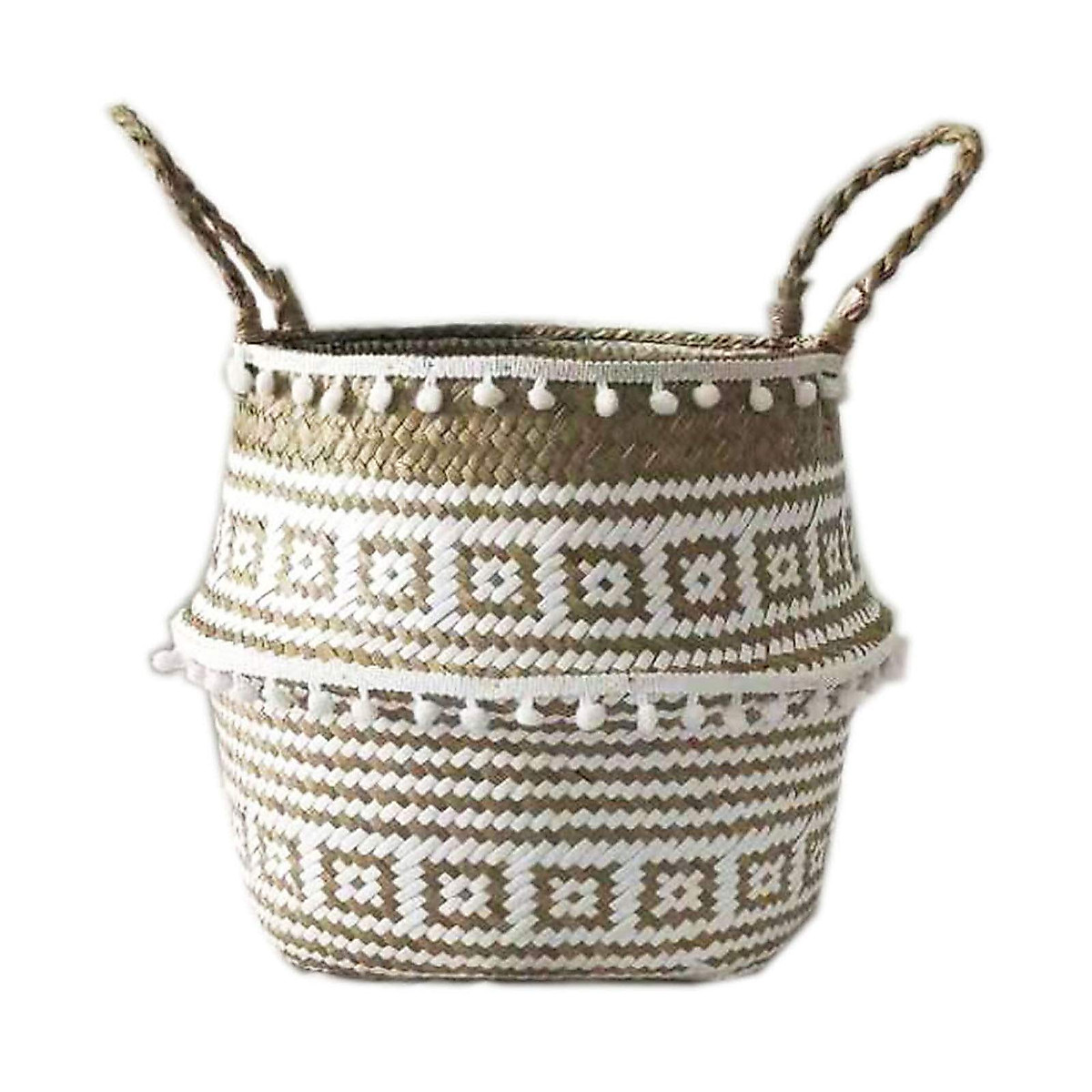 shlutesoy Woven Sundries Basket,Nordic Woven Basket Plant Rattan Box Sundries Organizer Desktop Container Holder Black M