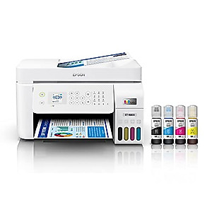 Epson EcoTank ET-48 00 Series Wireless All-in-One Color Inkjet Printer - Print Copy Scan Fax - Mobile & Voice-Activated Printing - Ethernet USB Connectivity - Print Up to 10 ppm - 1.44" LCD - ADF