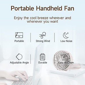 WIXAS Handheld Fan, Mini Portable Foldable Fan, Pocket Battery Rechargeable Hand Fan, for Travelling and Eyelash Fan 2000Ah(Pink)