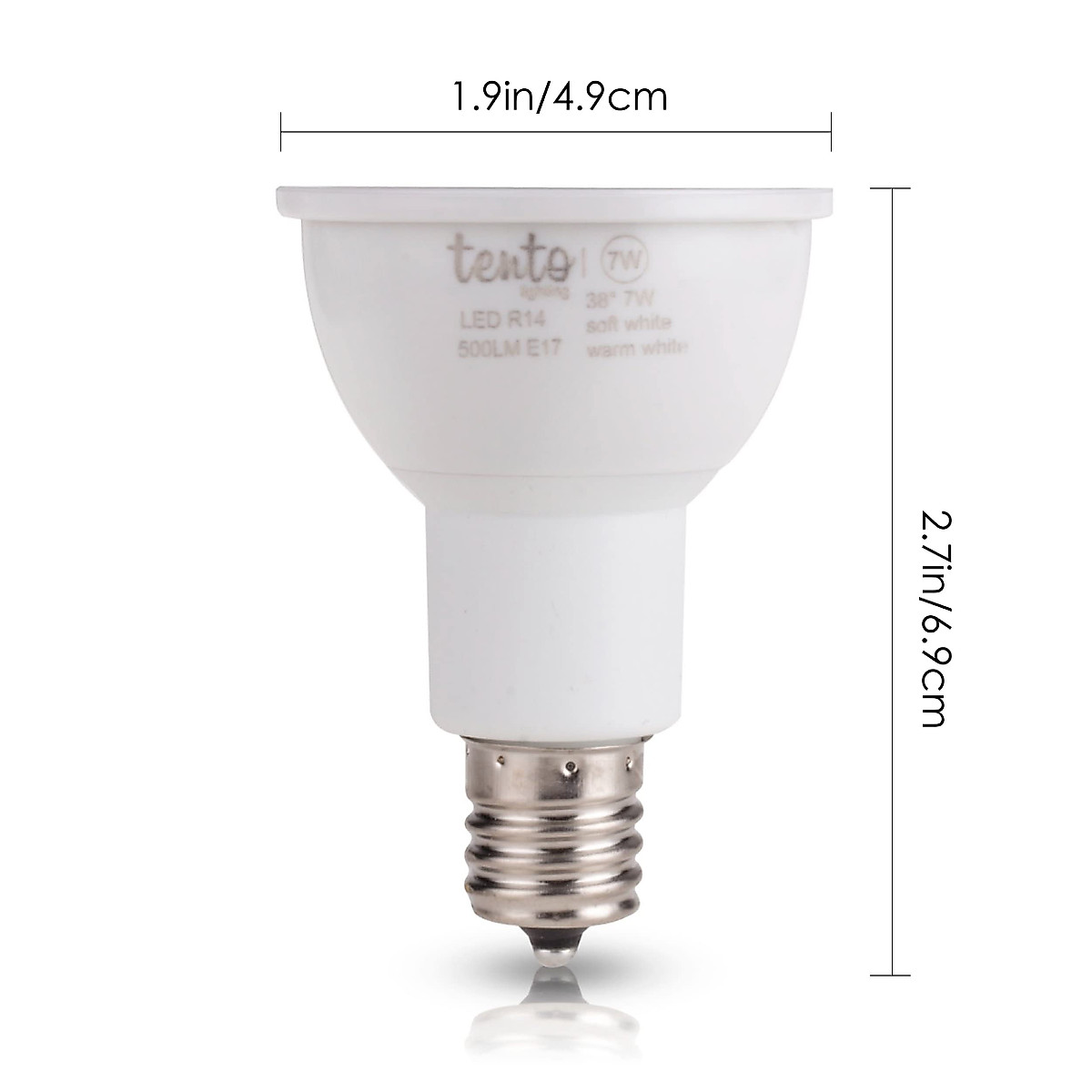 tento Lighting E17 R14 LED Reflector 40w Halogen Replacement Intermediate Base Spotlight (White)