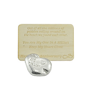 10th Your My One in A Million Gift - 10th Anniversary Metal Heart Pebble Gift -Keep My Heart Close