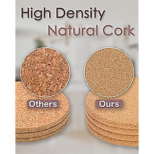 Cork Trivet, 6 Pack High Density Thick Cork Coaster Set for Hot Dishes and Hot Pots, 8 Inch Heat Resistant Multifunctional Cork Board, Hot Pads for Table & Countertop