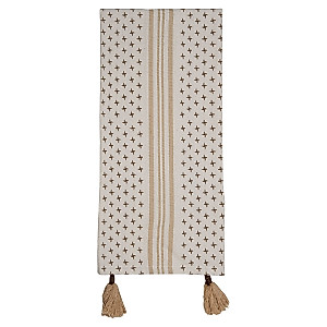 Foreside Home and Garden Set of 4 Embroidered Cross Brown Cotton Tea Towels