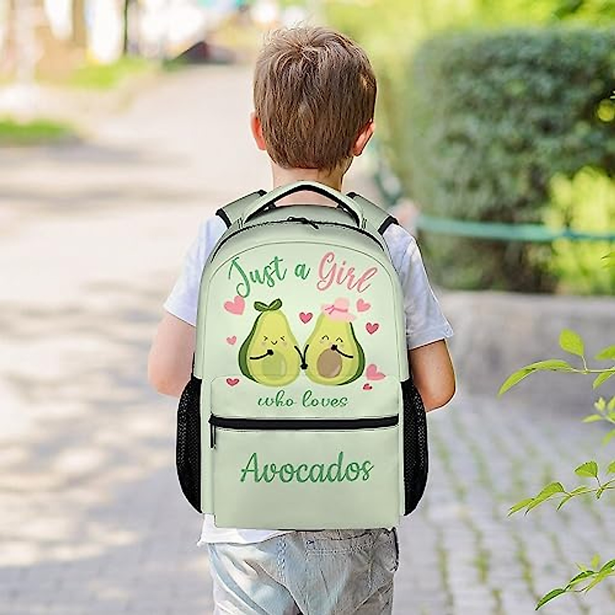 KNOWPHST Avocado Backpacks for Girls - 16 Inch Cute Backpack for School - Green, Large Capacity, Durable, Lightweight Bookbag for Kids, Travel