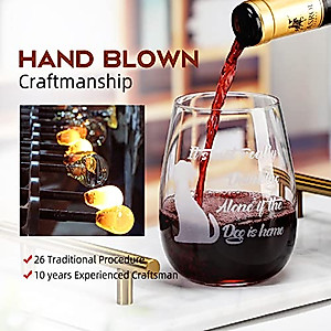 RorAem Wine Glasses Dog Wine Glasses Gifts for Dog Lovers - If The Dog Is Home Etched Stemless Wine Glass - Dog Lovers Gifts for Women -16oz