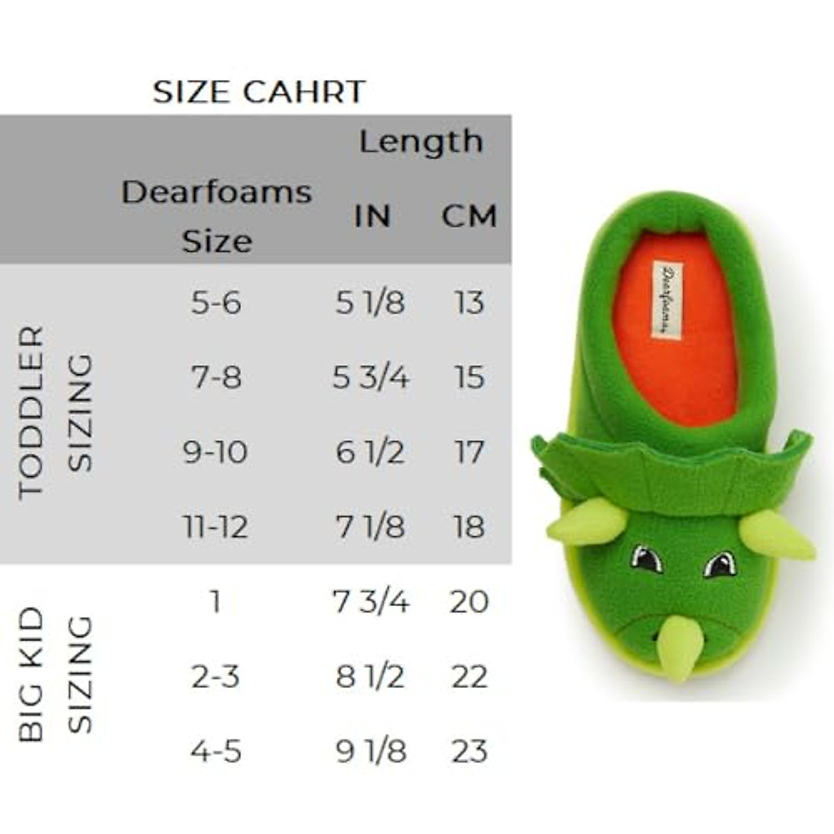 Dearfoams Easter Basket Stuffers Gifts for Kids Washable Animal Critter Slippers, Green Dinosaur, 4-5 Big Kid