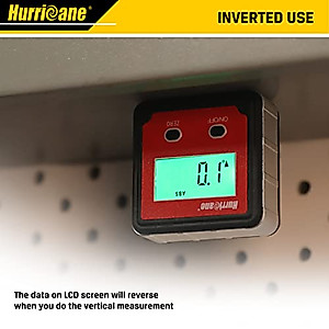 HURRICANE Digital Level Box and Angle Finder, Magnetic Digital Angle Gauge, Protractor Inclinometer Aluminum Framework with Magnet, Measures 0-90 Degree Ranges, 4 X 90 Degree