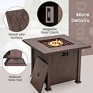 Giantex Gas Fire Pits for Outside - 32” Patio Fire Table, Propane Table with Lid, Lava Rocks, Metal Frame, PVC Protective Cover, CSA Certification, 50,000 BTU Firepit table for Poolside, Backyard