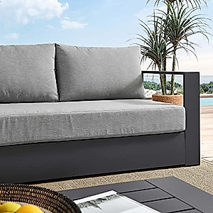 Modway Tahoe Outdoor Patio Powder-Coated Aluminum Sofa, Gray Gray