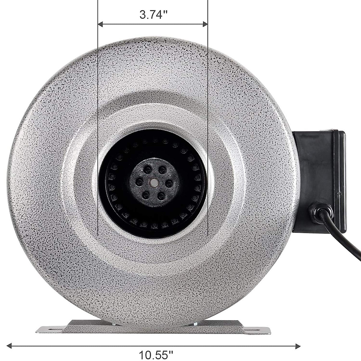 iPower GLFANXINL4FILT4MD8CTR 4 Inch 190 CFM Inline Fan Carbon Filter 8 Feet Ducting Combo with Variable Speed Controller and Rope Hanger for Grow Tent Ventilation, 4" Fan & Filter, Grey