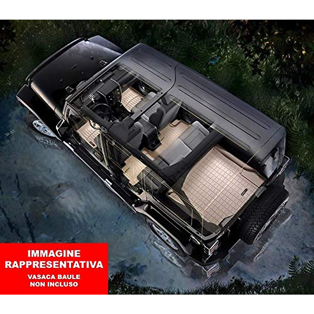 WeatherTech Custom Fit FloorLiners for Jeep Wrangler 2-Door, Wrangler Unlimited 2-Door - 1st & 2nd Row (44042-1-2), Black