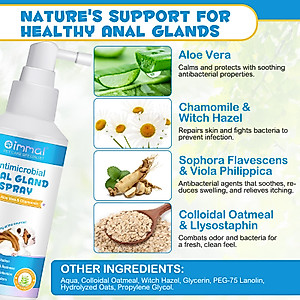 Anal Gland Spray for Dogs, Dog Anal Gland Spray with Aloe Vera & Chamomile Supports Pain Relief, Stop Scooting, Reduce Tough Odors & Soothes Itching - Dog Supplies Anal Gland Support Spray - 4.4 Fl Oz