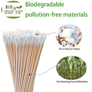 200PCS Cotten Swab Applicators, 6 Inch Long Wooden Cotton Swabs - Cleaning Gun Sterile Medical Q Sticks Tips Applicator With Wood Handle - Makeup & Ear Cleaner Remover Tools - For Ceramics, Jewelry