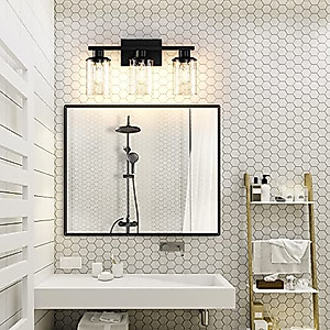 RyaHQ Bathroom Light Fixtures Over Mirror Bathroom Vanity Light Fixture 3 Light Vanity Lights for Bathroom Vanity Lighting Fixtures Wall Sconce Wall Lamp Wall Light Fixtures Black