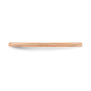 Solid 10K Rose Gold 1.2mm Milgrain Stackable Band Thin Wedding Anniversary Ring Size 7.5