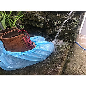 G & F Products X-Large WaterProof Premium 100 Pack (50 Pairs) Disposable Boot & Shoe Covers - Durable, Non-slip, Non-toxic, Recyclable, Blue, Stretchable Fits US Men Size 11 and UP