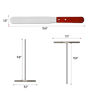 Lilithye Crepe Spreader and Spatula Kit Stainless Steel Crepe Spreader Tool 5", 7" Spreaders and 12" Spatula(3 Pcs)