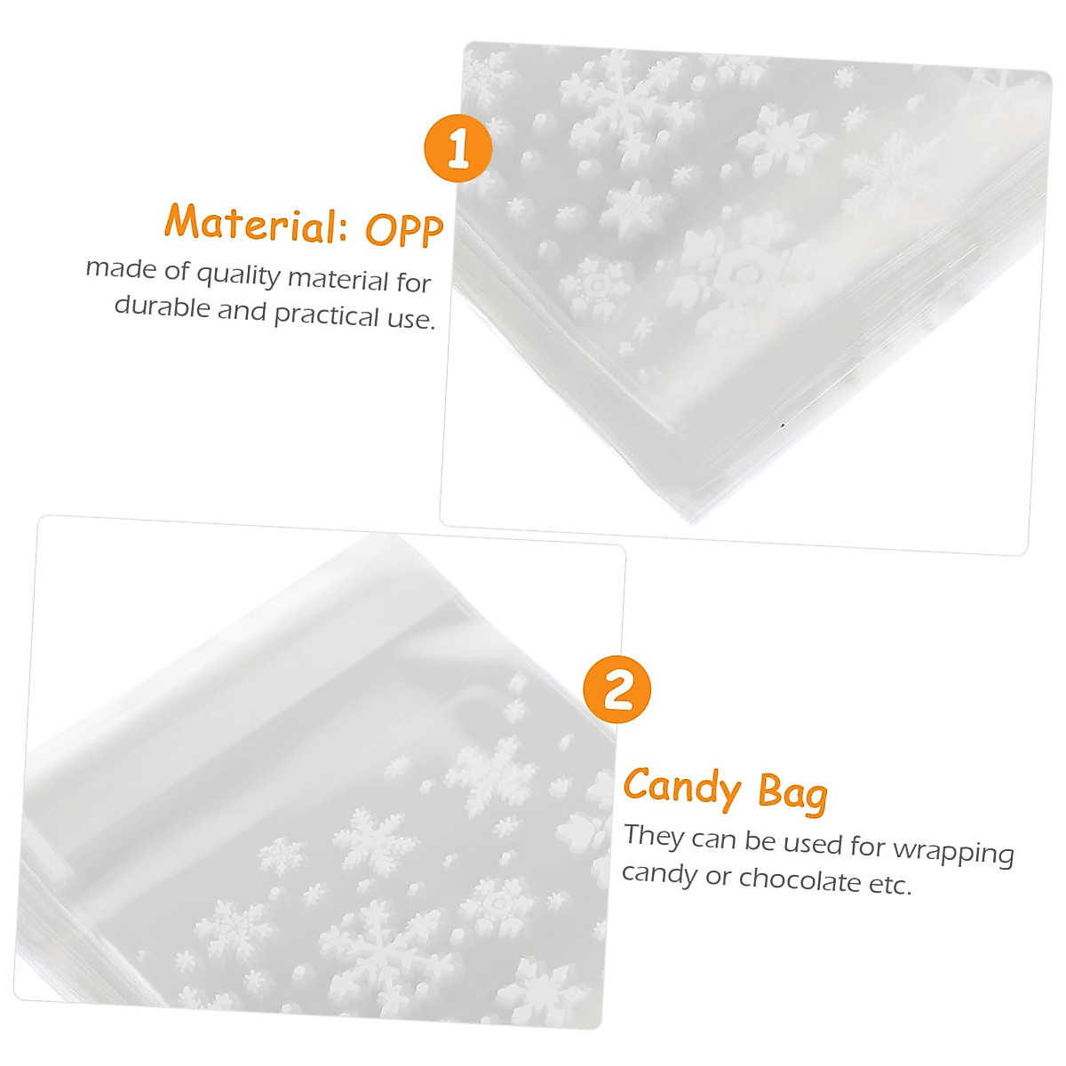 ULTECHNOVO 100pcs Baking Bags Candy Bag Cookie Bags Biscuit Bag Candy Wrapper Candy Treat Bags Cello Bags for Cookies Party Bag Self-Adhesive Cookie Pouch Sealing Biscuits Bags