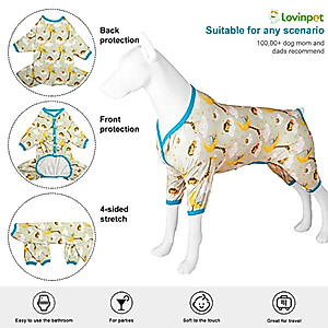 LovinPet Pet Surgery Clothes for Large Dogs - Dog Pajamas, Undershirt for Dog Coats, Lightweight Stretchy Fabric, Jungle Print, UV Protection, Pet PJ's, Large Breed Dog Jammies,Brown XXL