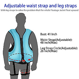 PQPB Snorkel Vests for Adult Inflatable Floatage Jacket Upgraded Buoyancy Kayak Aid Swim Jackets with Leg Straps Blue (SOF00002)